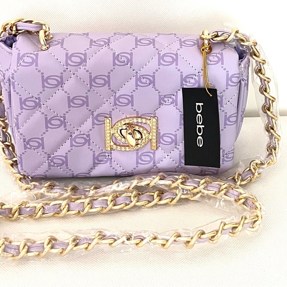 bebe | Bags | Bebe Liv Monogram Crossbody Bag Lavenderdark Lavender ...
